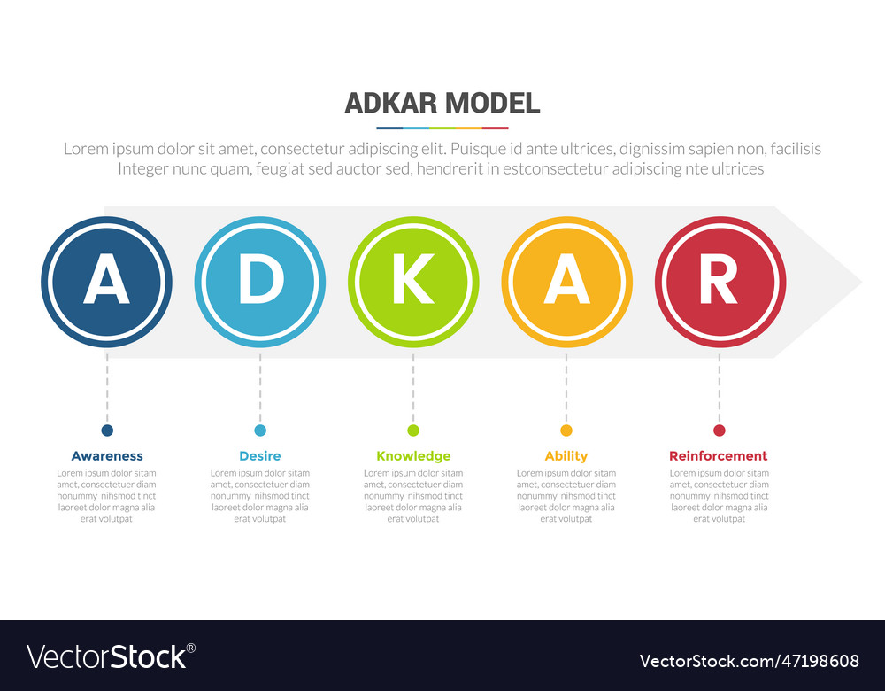 Adkar change management model stage infographics Vector Image Adkar change management model stage infographics Vector Image