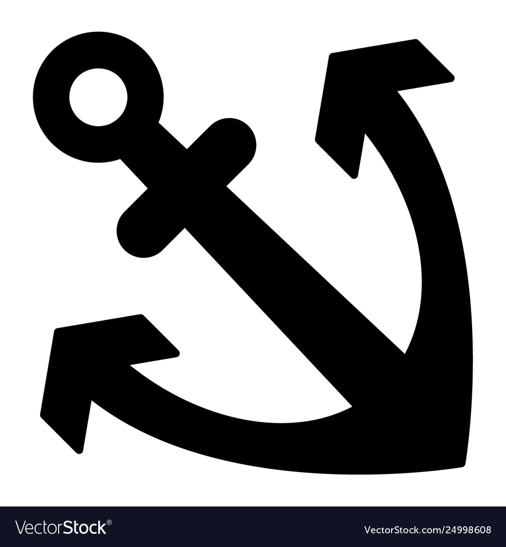 Anchor solid icon ship hook Royalty Free Vector Image