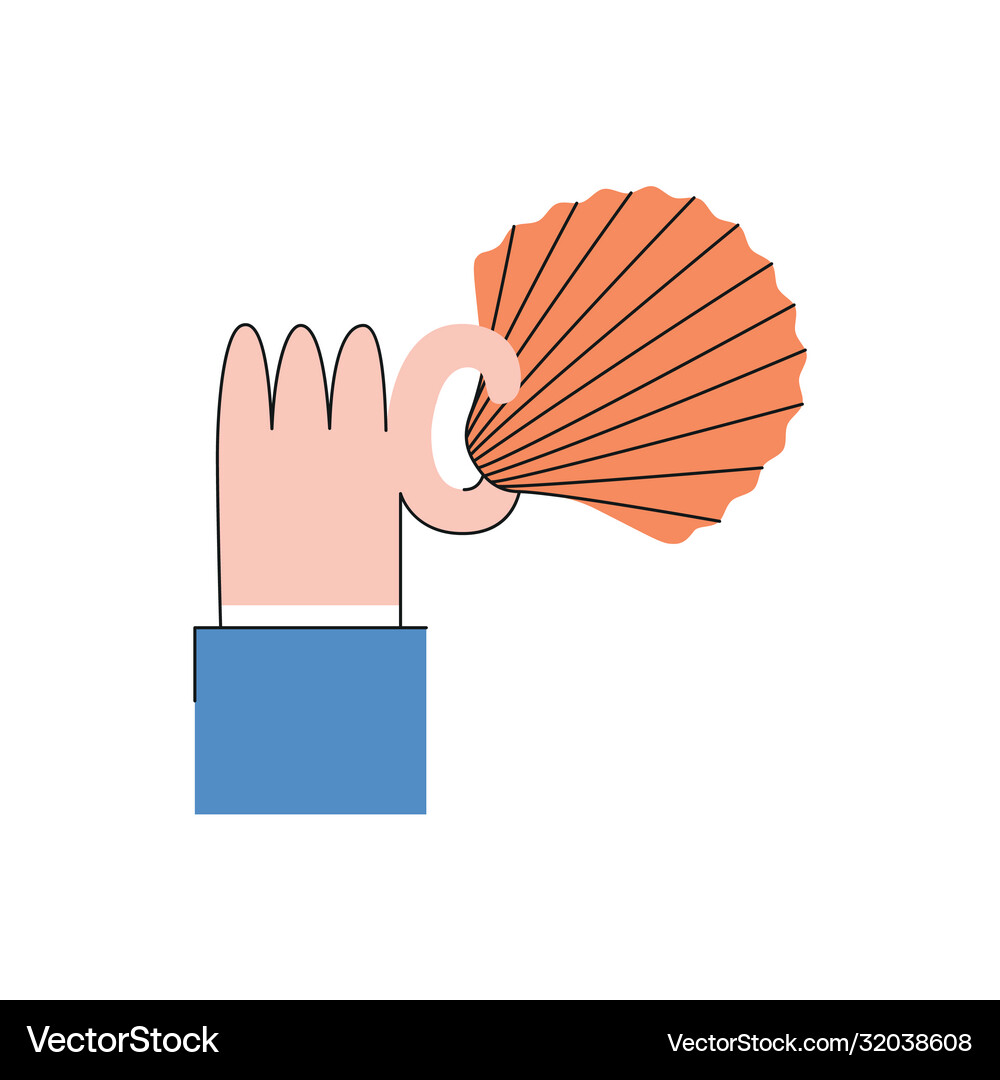 Business man hand in suit holding shell Royalty Free Vector