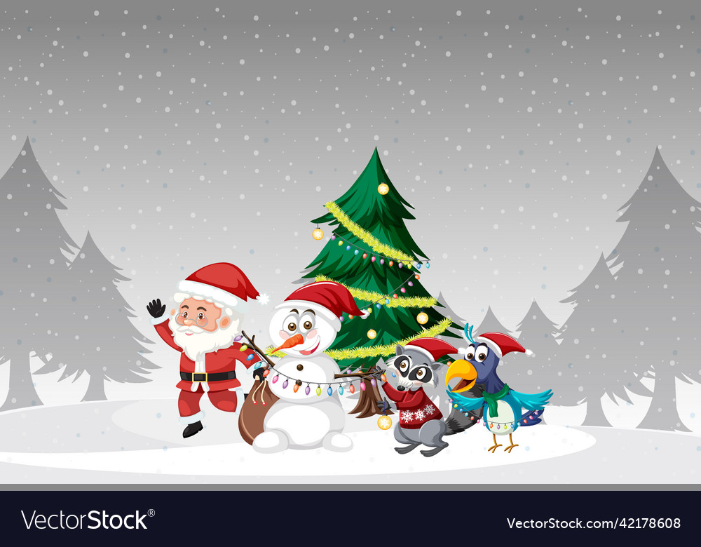 Christmas holidays with santa and snowman Vector Image