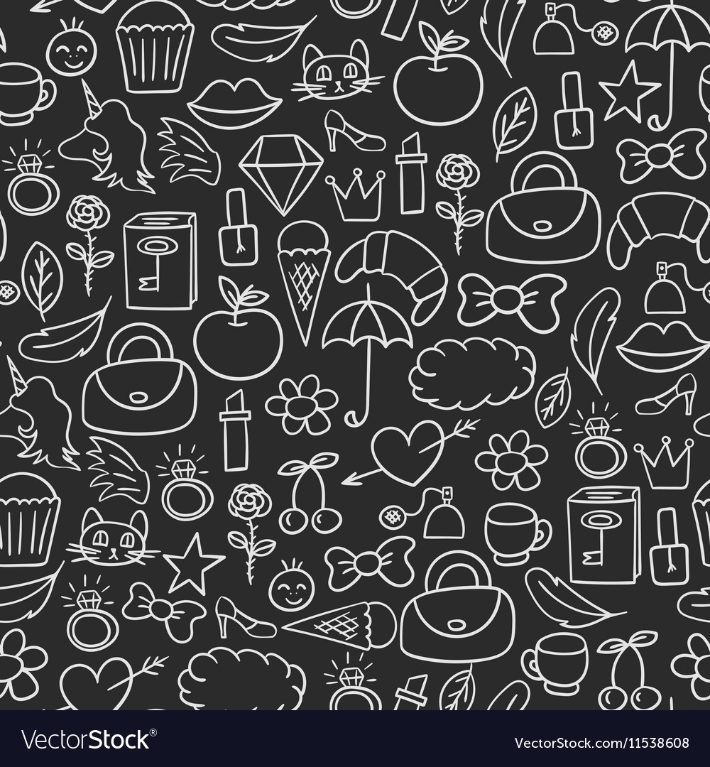 Doodles seamless pattern set Royalty Free Vector Image