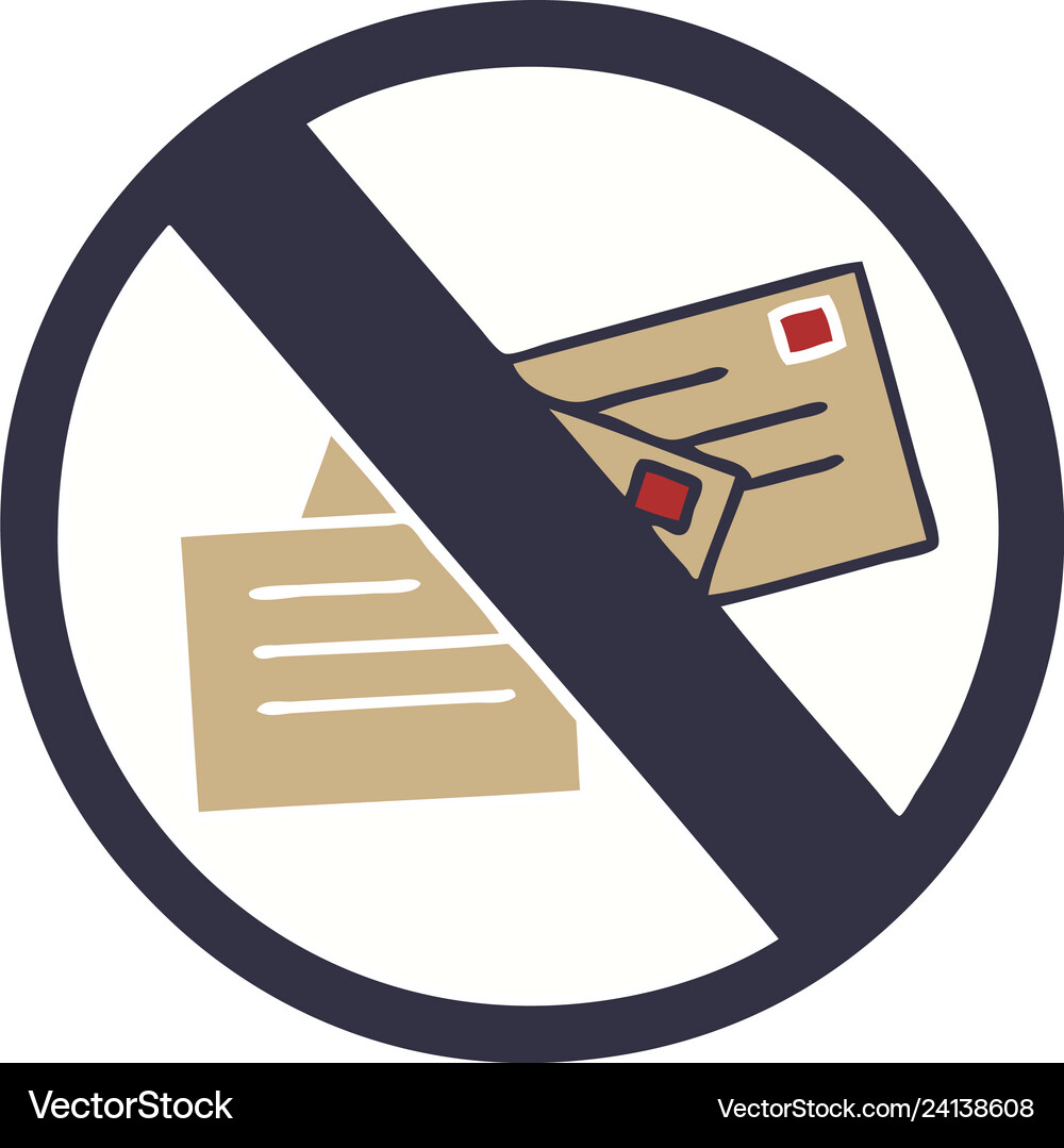Flat color retro cartoon no post sign Royalty Free Vector