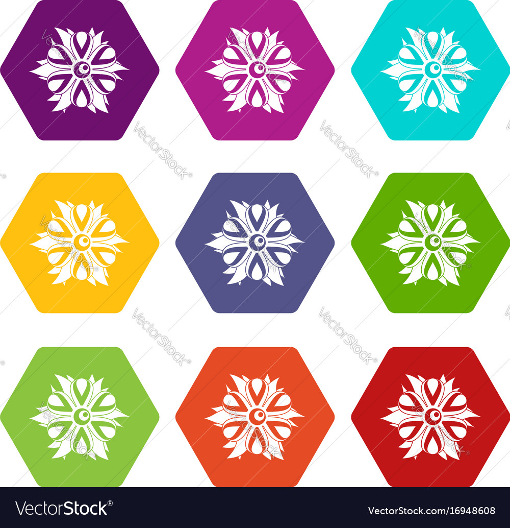 Flower icon set color hexahedron Royalty Free Vector Image
