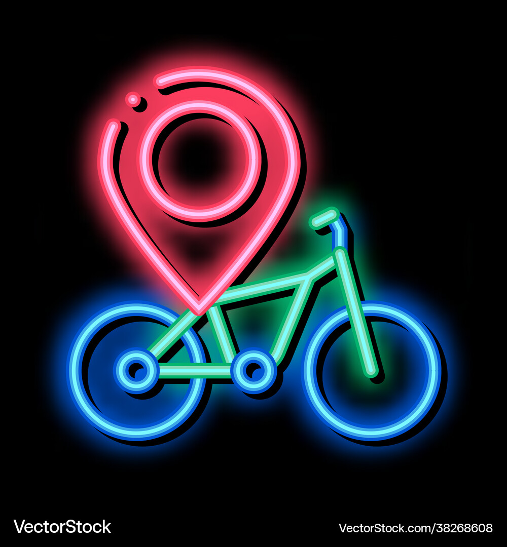 Geolocation bike neon glow icon Royalty Free Vector Image