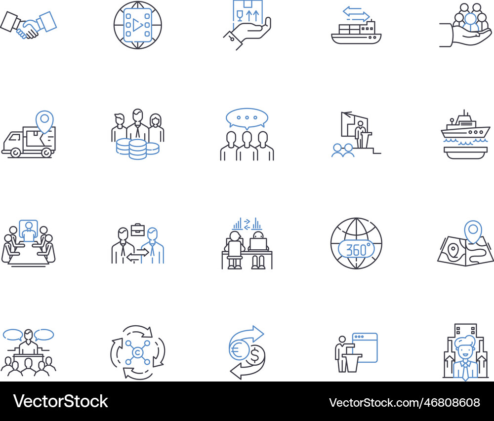 Global enterprise line icons collection Royalty Free Vector