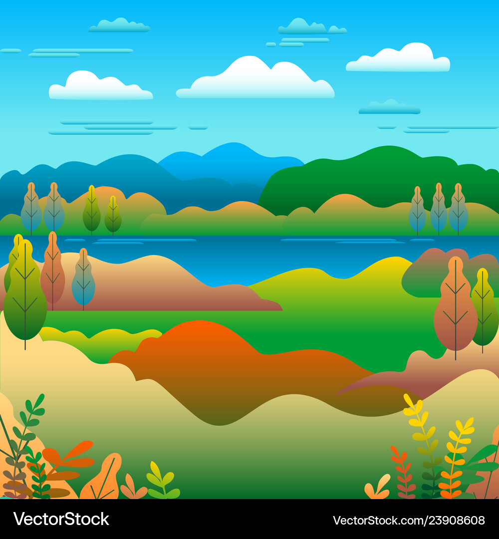 Hills landscape in flat style design valley with Vector Image