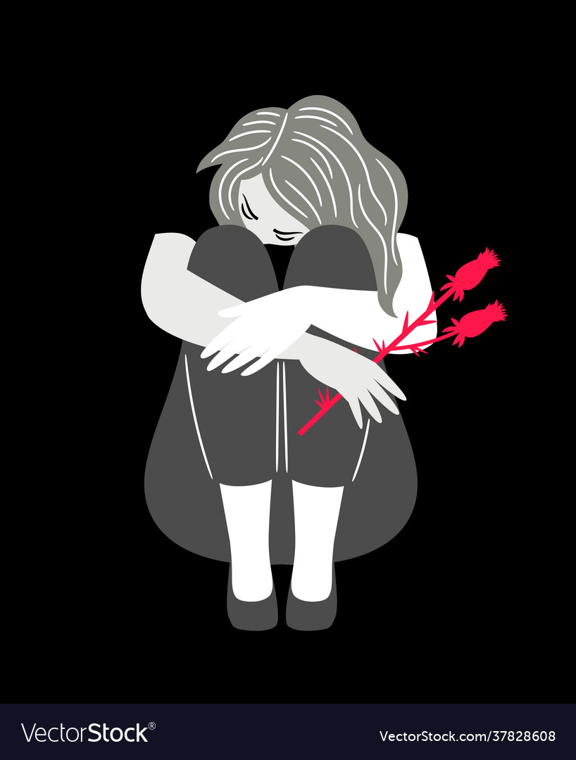 Melancholy Young Woman Royalty Free Vector Image