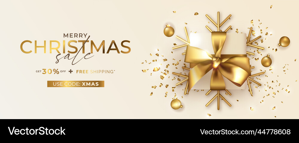 Merry christmas sale banner with coupon code Vector Image