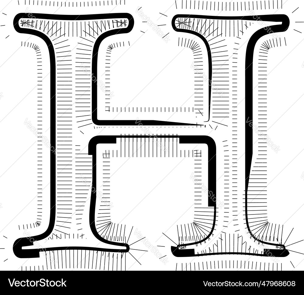 Modern abstract striped design with lines letter h