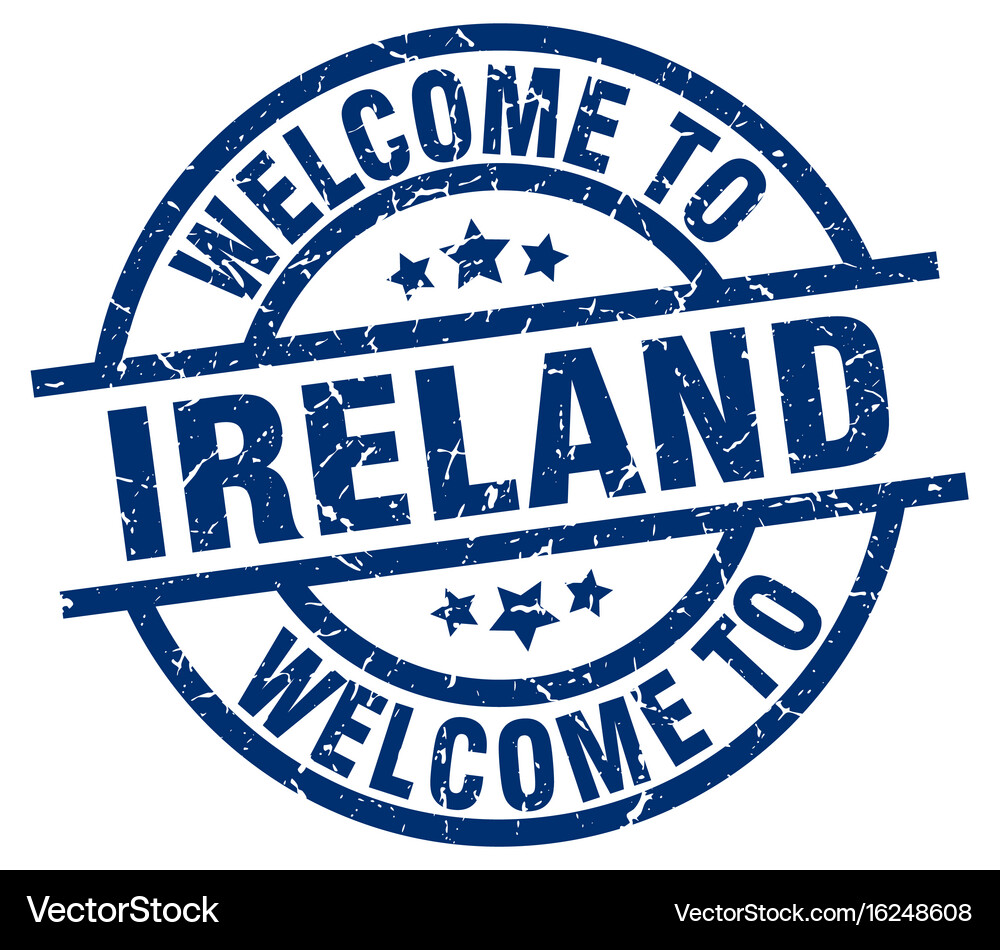 Welcome to ireland blue stamp Royalty Free Vector Image