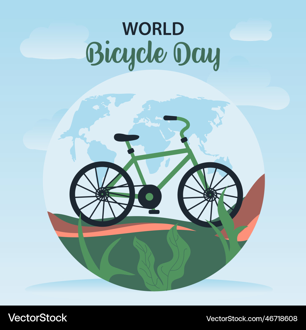 World bicycle day- cycle inside earth with nature Vector Image