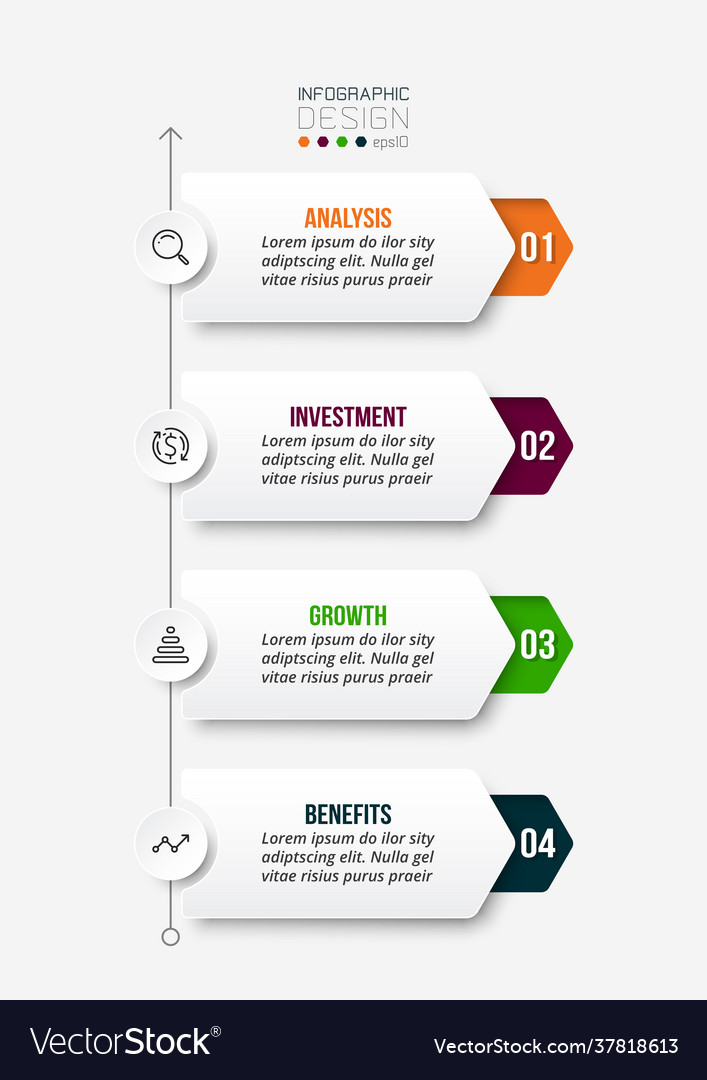 4 step process work flow infographic template Vector Image