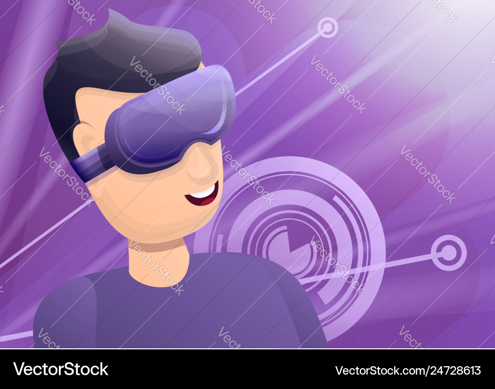 Boy game goggles concept banner cartoon style Vector Image