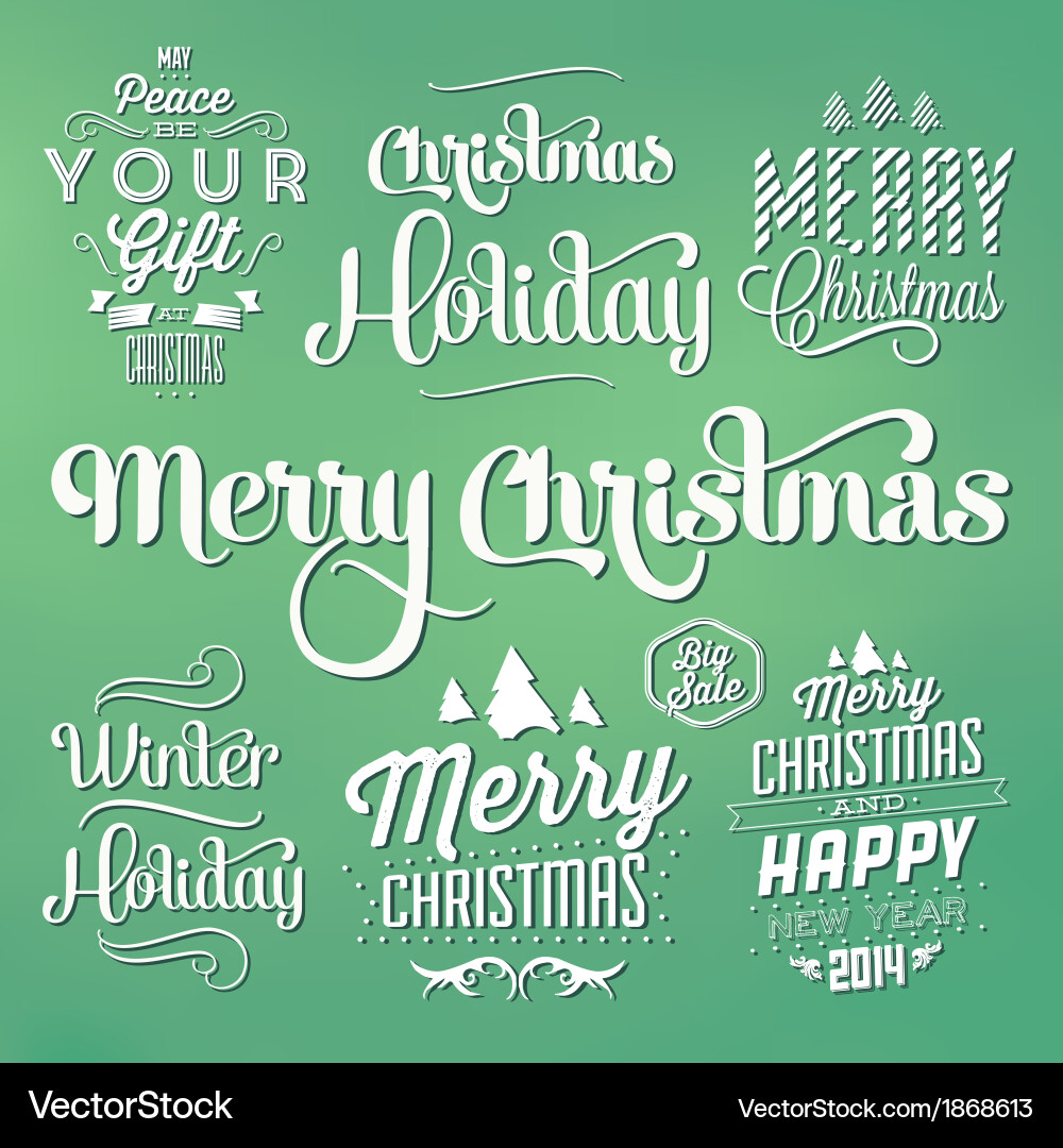 Collection of typographic christmas design Vector Image