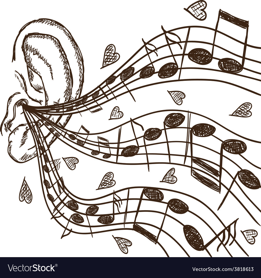 Ear and notes Royalty Free Vector Image - VectorStock