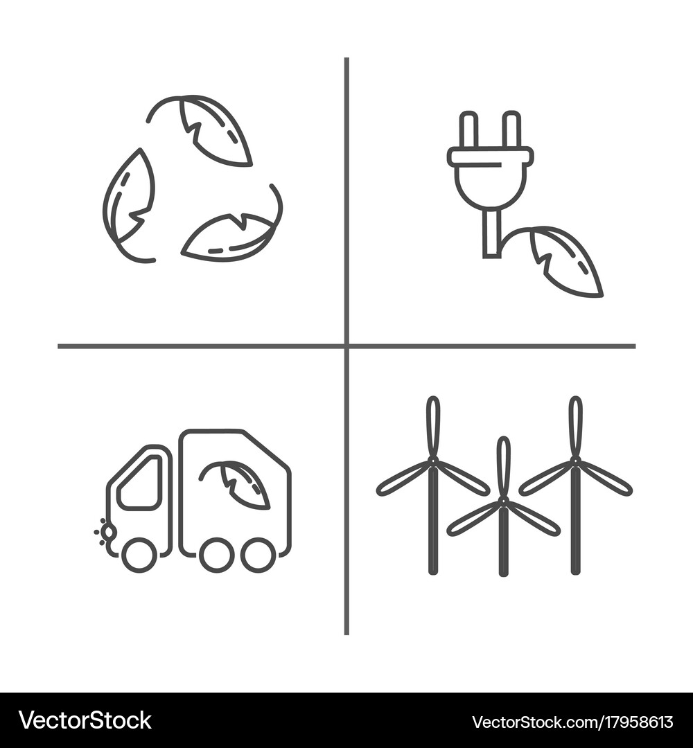 Eco icons set thin line ecological signs Vector Image