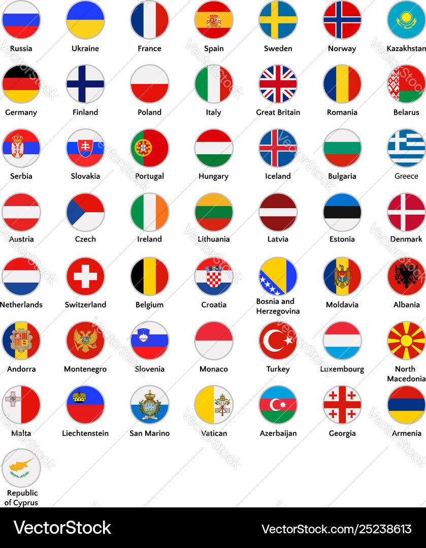 European Country Flags Icon Set Royalty Free Vector Image