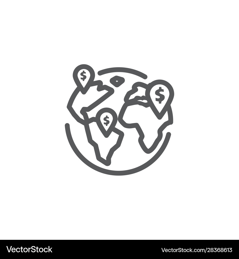 Global business line icon on white background Vector Image