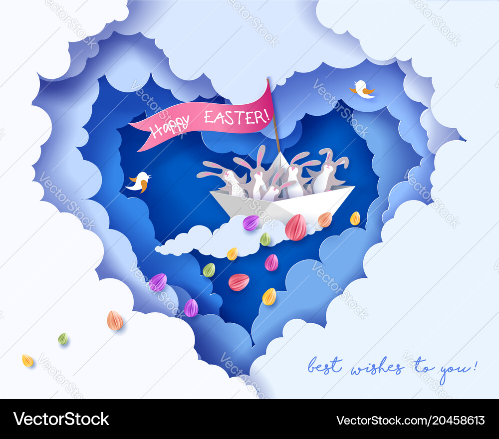 Happy easter card with bunny flowers and egg Vector Image
