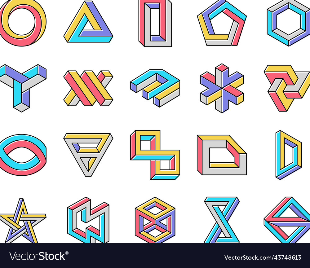 Impossible geometric shape icons set Royalty Free Vector