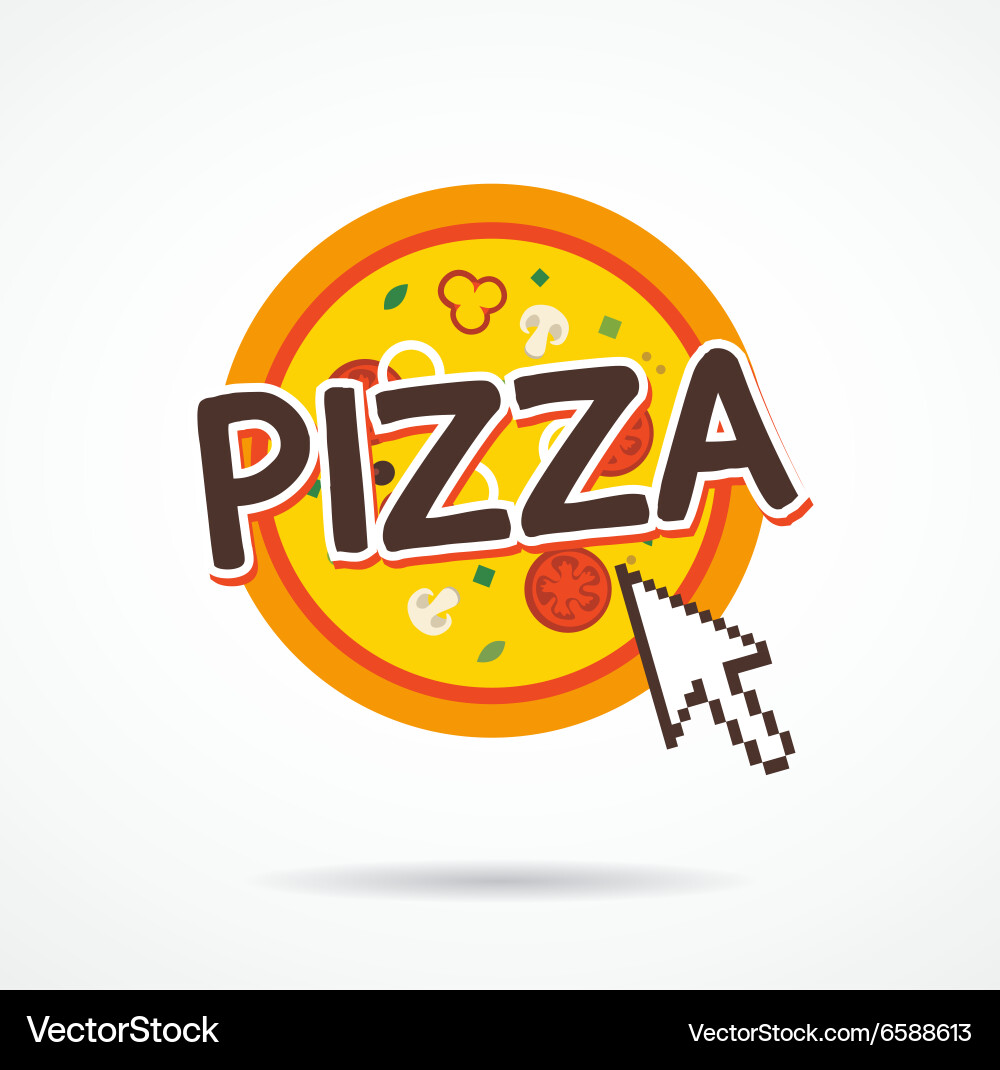 Online pizza order icon internet arrow on pizza Vector Image