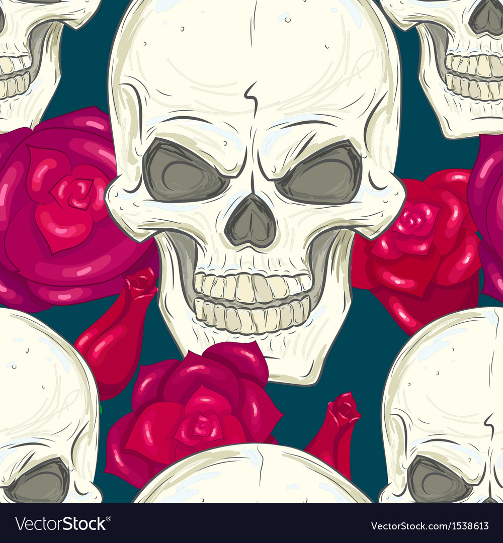 Seamless pattern with skulls Royalty Free Vector Image