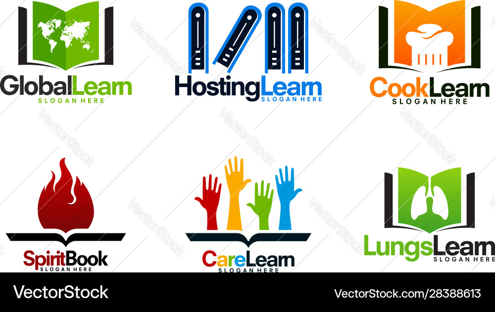 Set education logo template learning book Vector Image