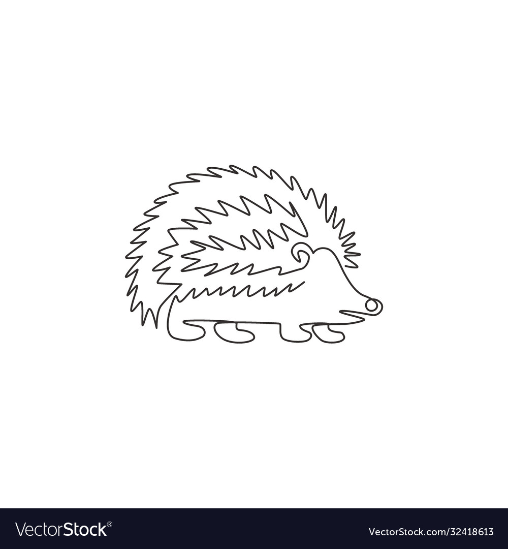 Single continuous line drawing cute little Vector Image