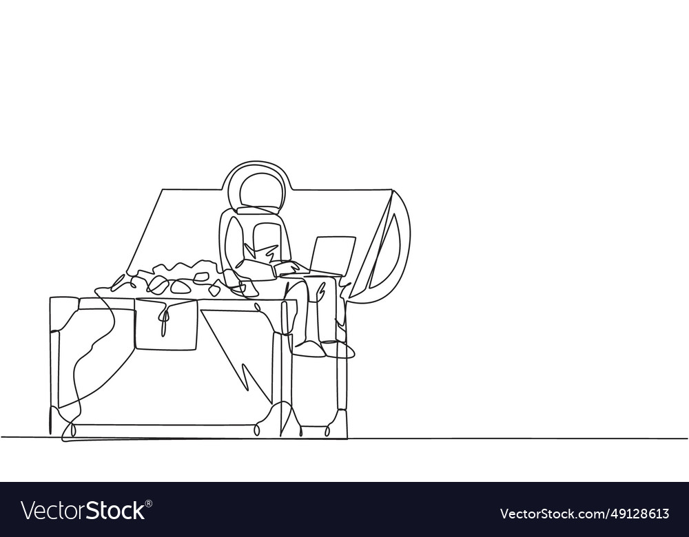 Single continuous line drawing young energetic Vector Image