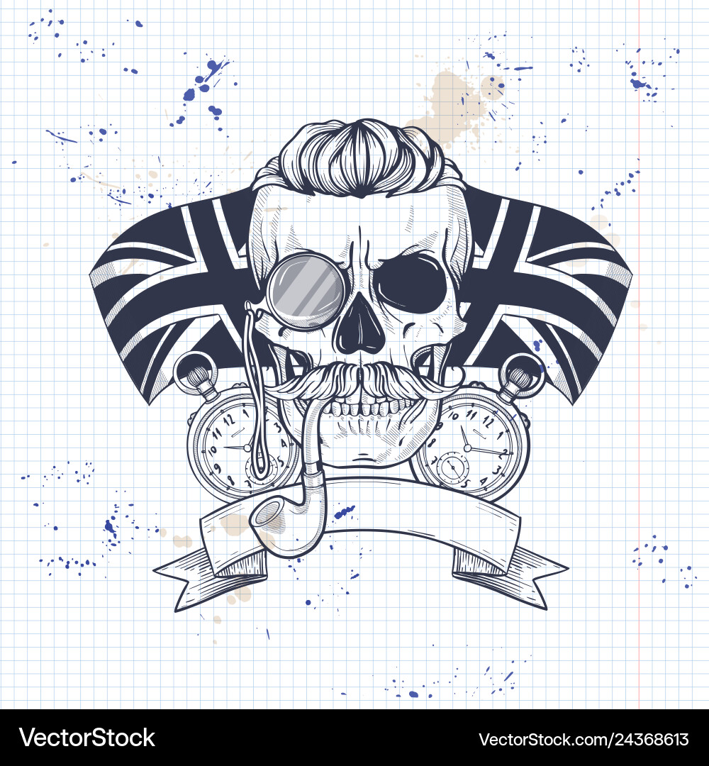 Sketch of british skull Royalty Free Vector Image