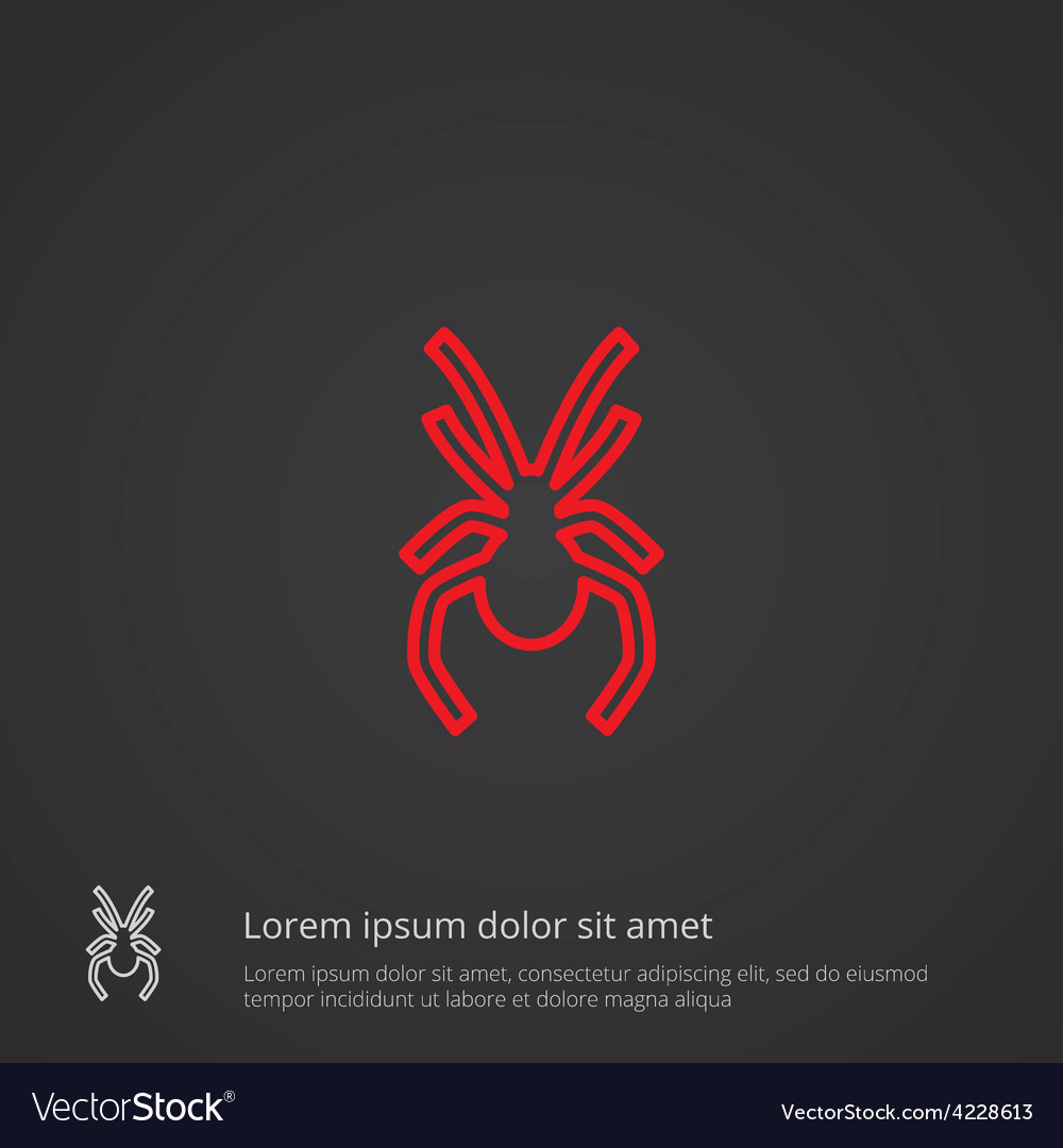Spider outline symbol red on dark background logo Vector Image