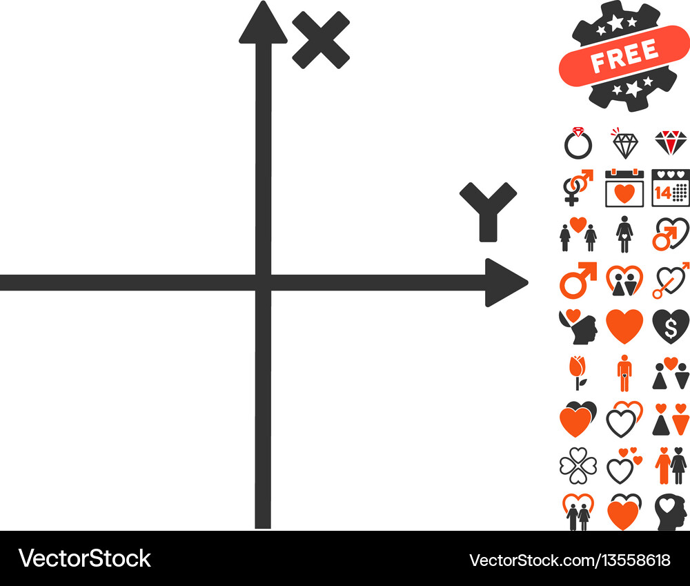 Cartesian axes icon with love bonus Royalty Free Vector