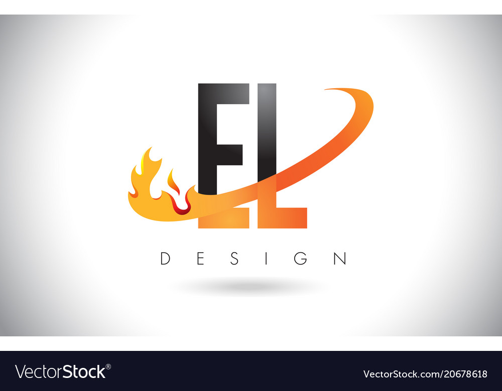 El e l letter logo with fire flames design Vector Image El e l letter logo with fire flames design Vector Image