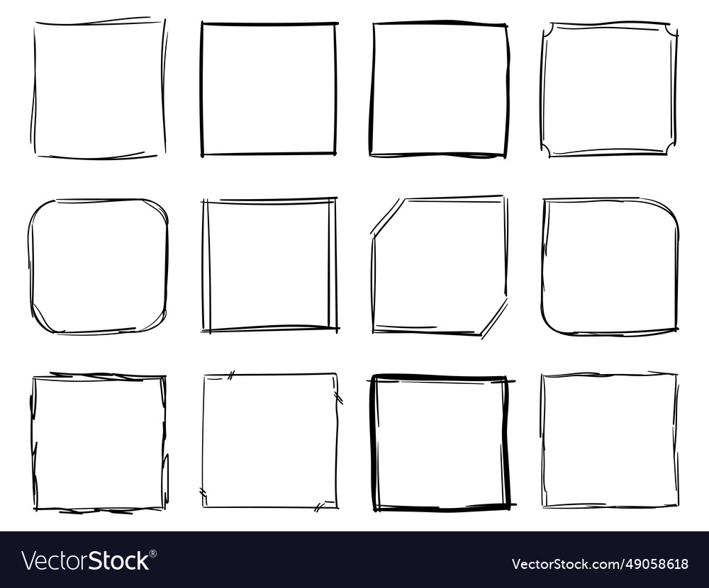 Hand drawn sketch frame simple doodle rectangle Vector Image