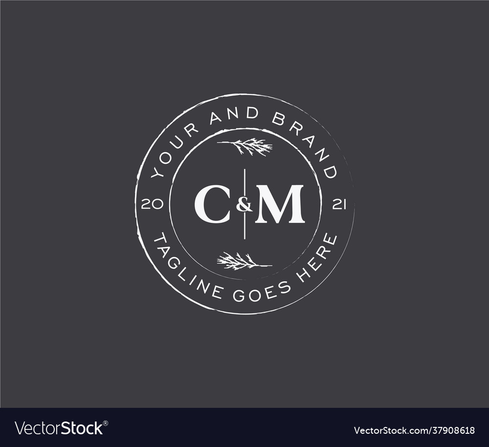 Initial cm letters floral frames botanical Vector Image Initial cm letters floral frames botanical Vector Image