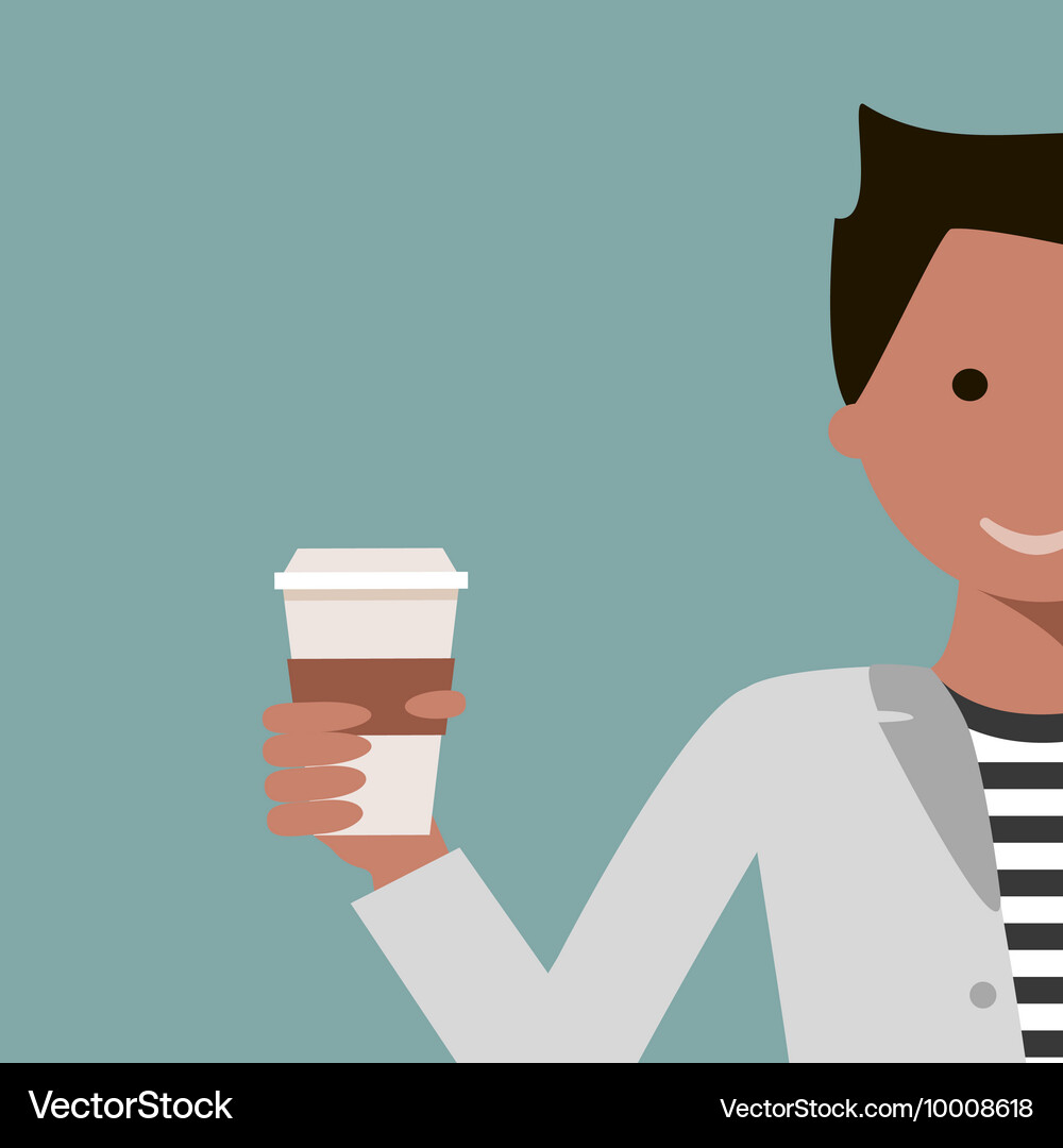 Man drinking coffee or tea Royalty Free Vector Image