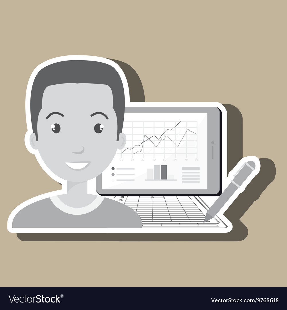 Man with pc isolated icon design Royalty Free Vector Image