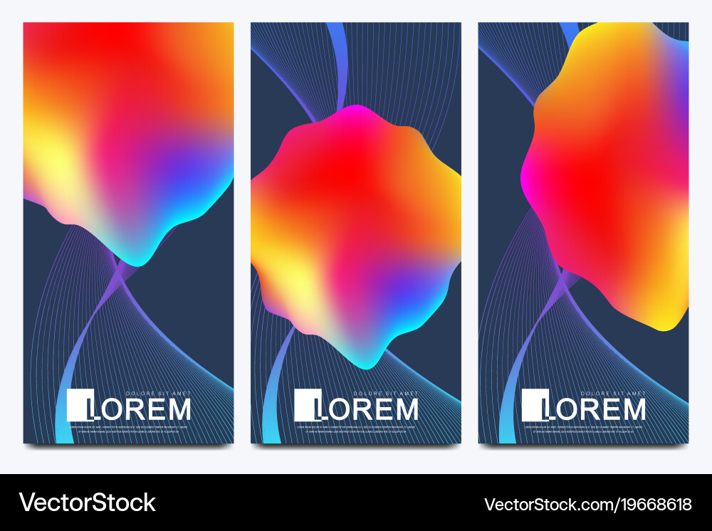 Modern set of flyers abstract fluid 3d Royalty Free Vector
