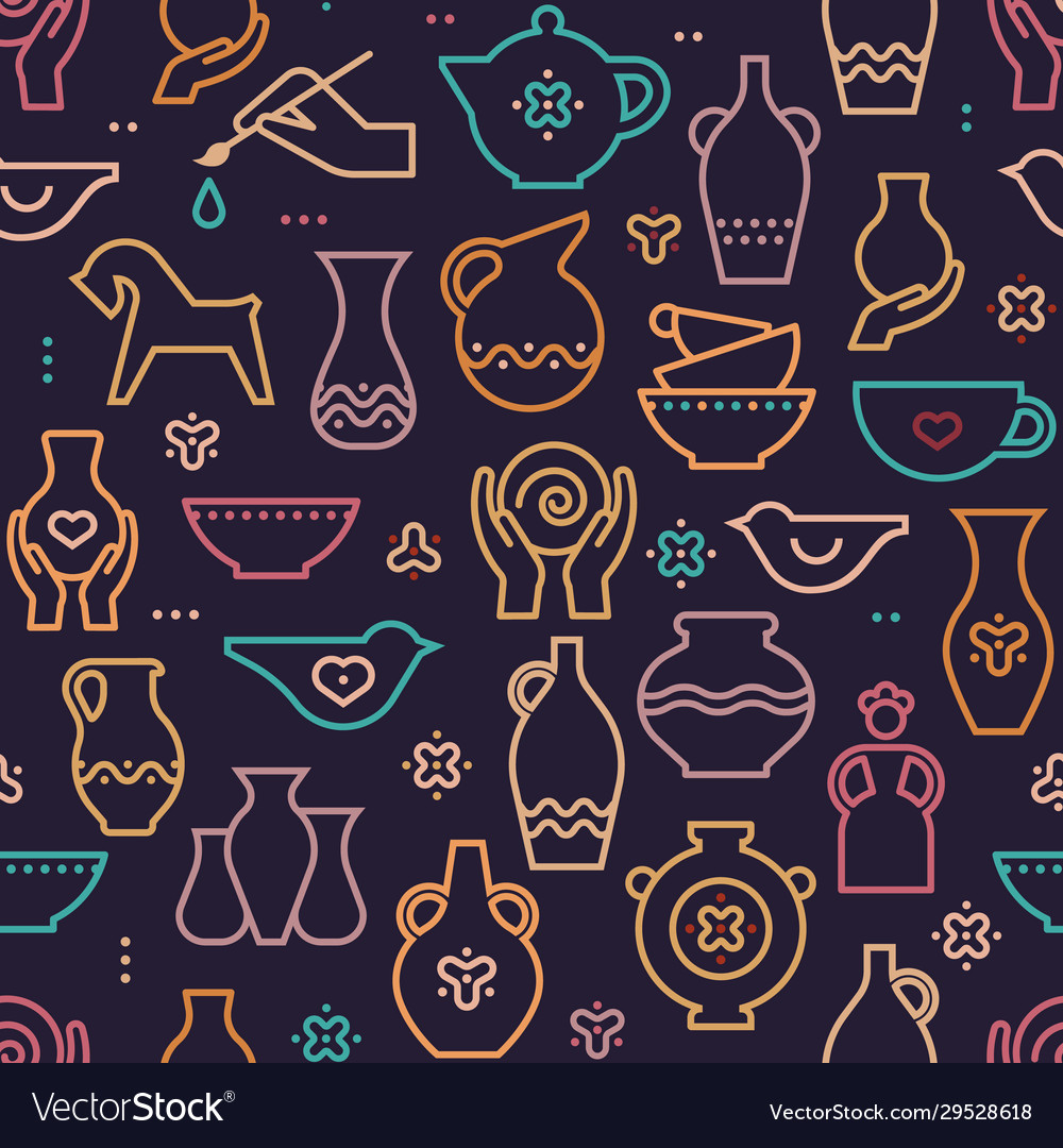 Pottery seamless pattern - ceramics Royalty Free Vector