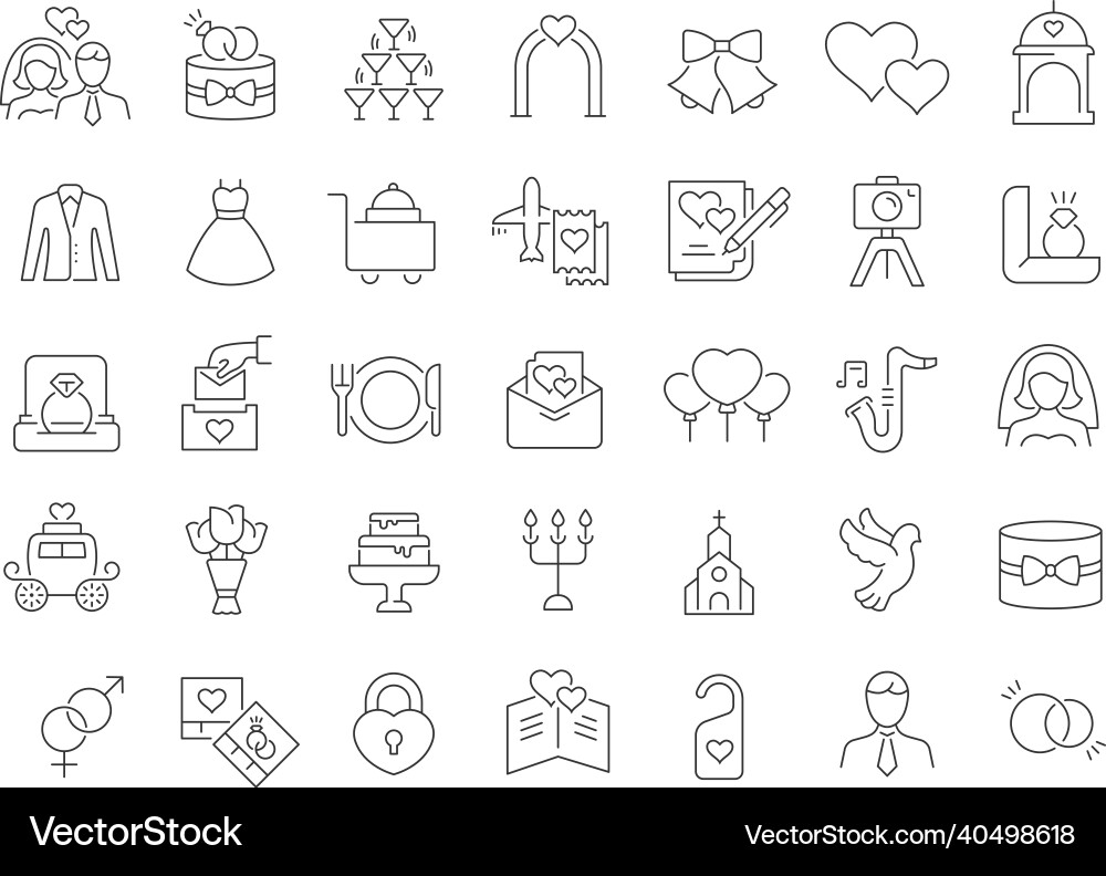 Set of linear icons wedding Royalty Free Vector Image