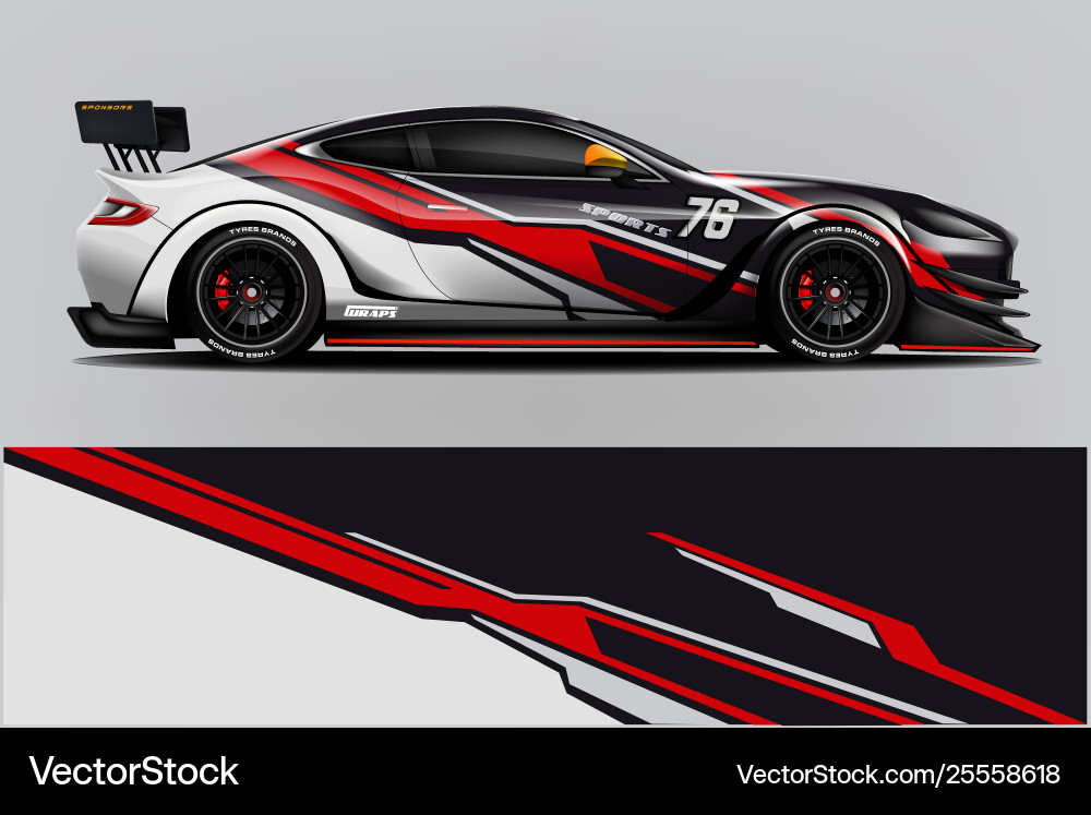 Sport car racing wrap design design Royalty Free Vector