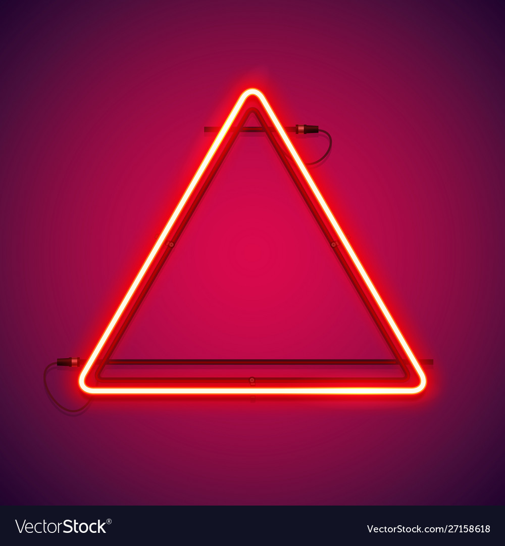 Triangular red neon frame Royalty Free Vector Image