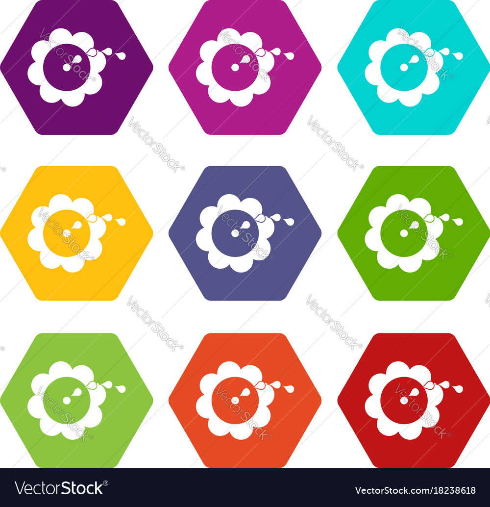 Watering flower icon set color hexahedron Vector Image