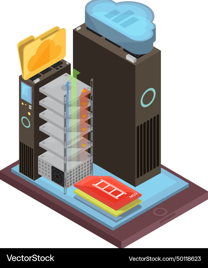 Cloud storage isometric design Royalty Free Vector Image