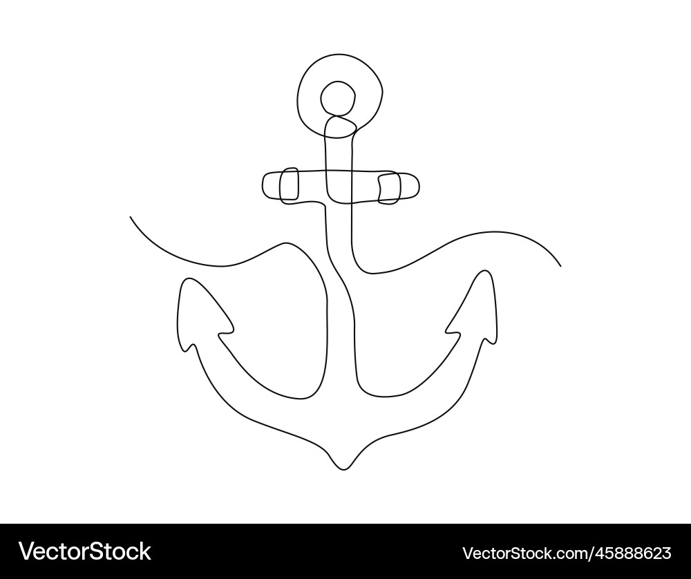 Continuous one line drawing of anchor simple Vector Image