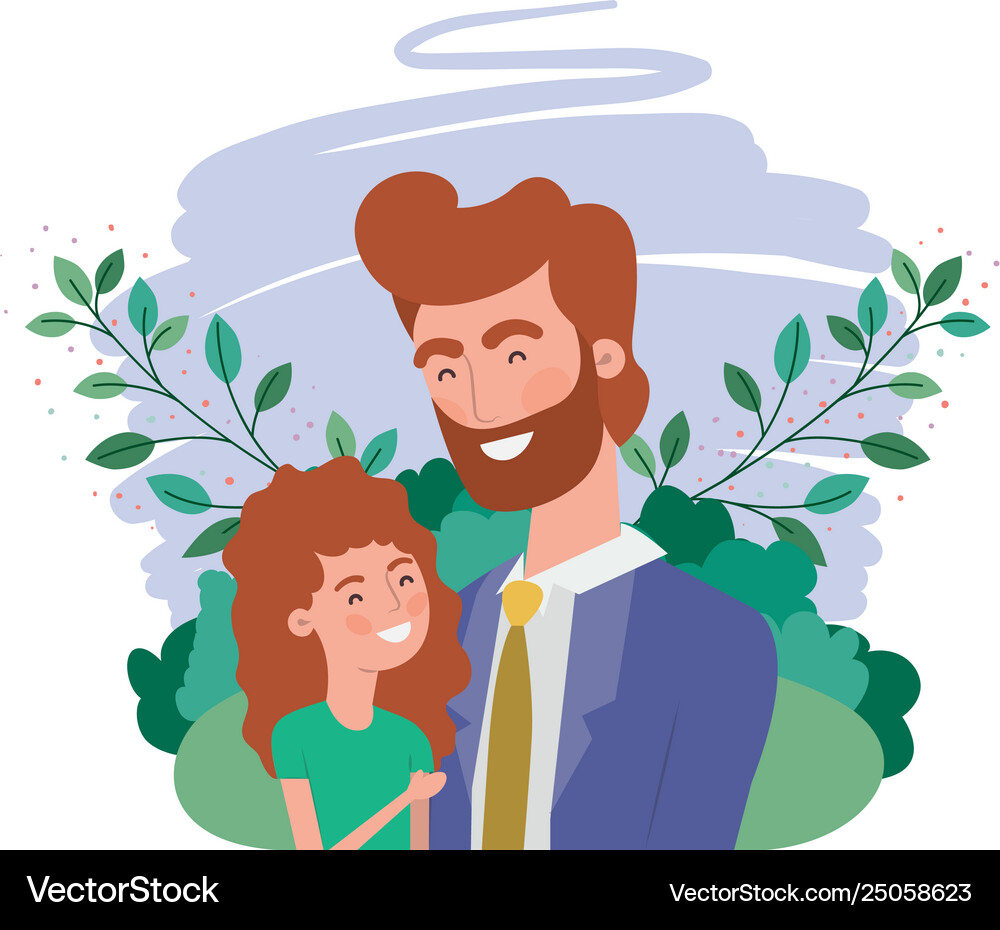 Father with daughter avatar character Royalty Free Vector