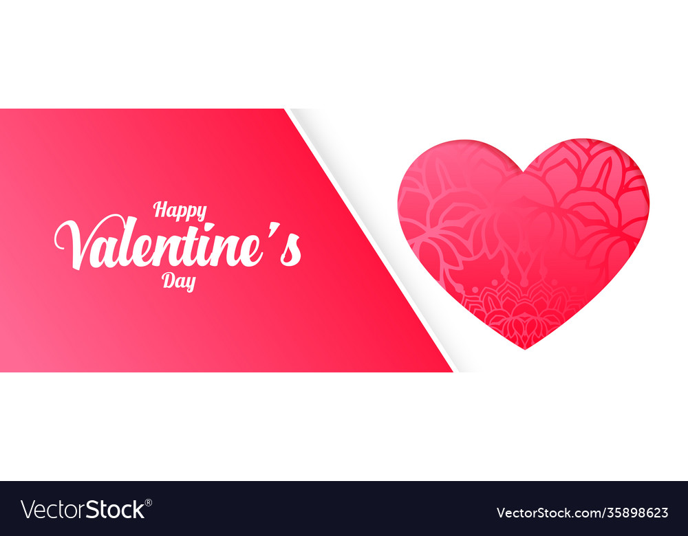Happy valentines day pink heart greeting banner Vector Image