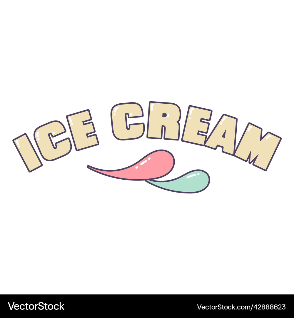 Ice cream lettering label high quality Royalty Free Vector
