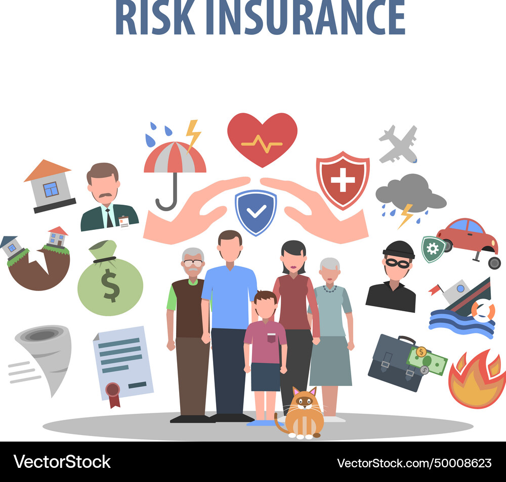Insurance concept flat Royalty Free Vector Image