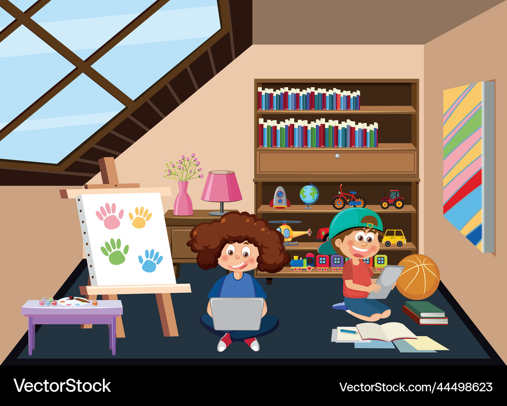 Kids learning online at home Royalty Free Vector Image